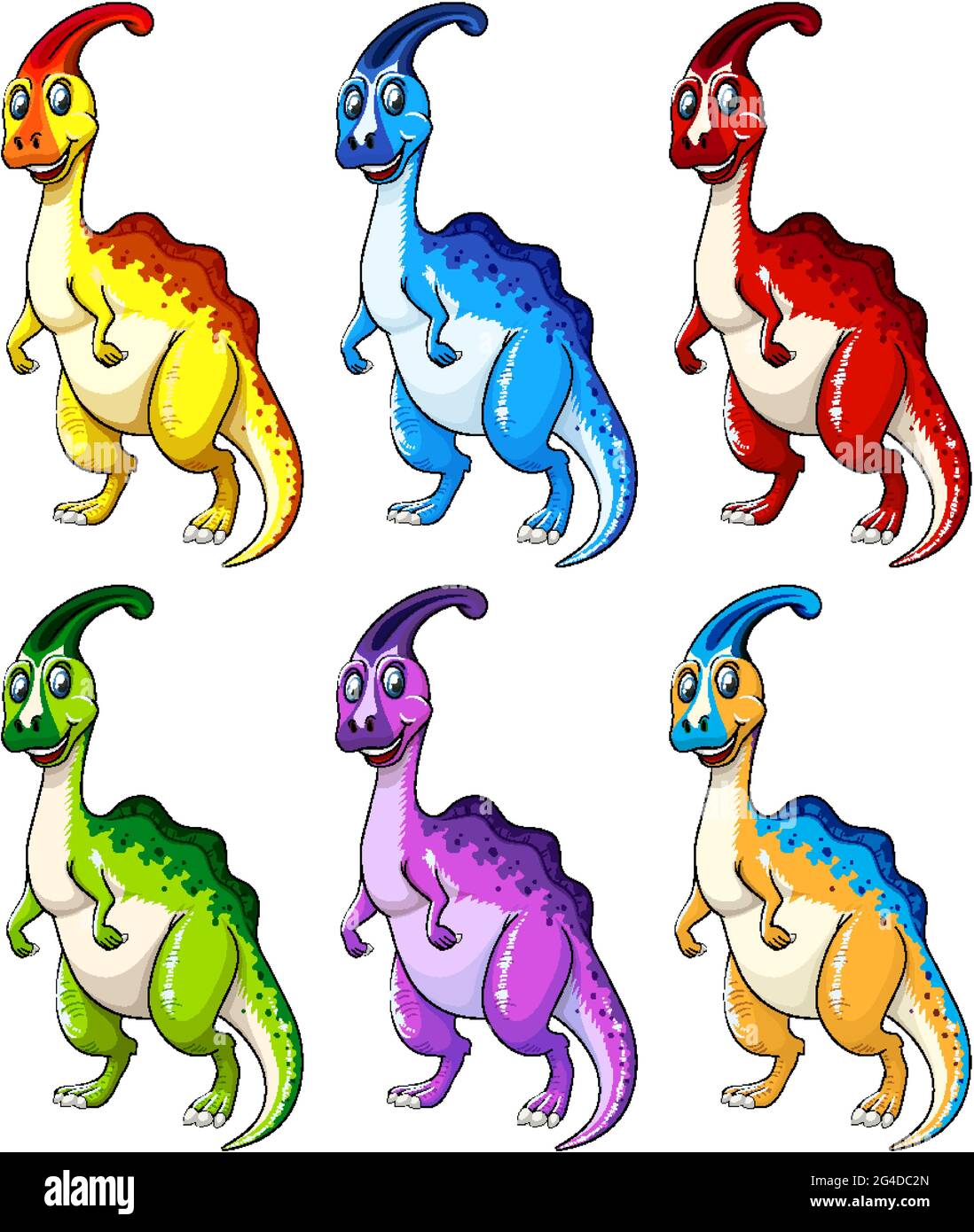 Set of Parasaurus dinosaur cartoon character illustration Stock Vector ...