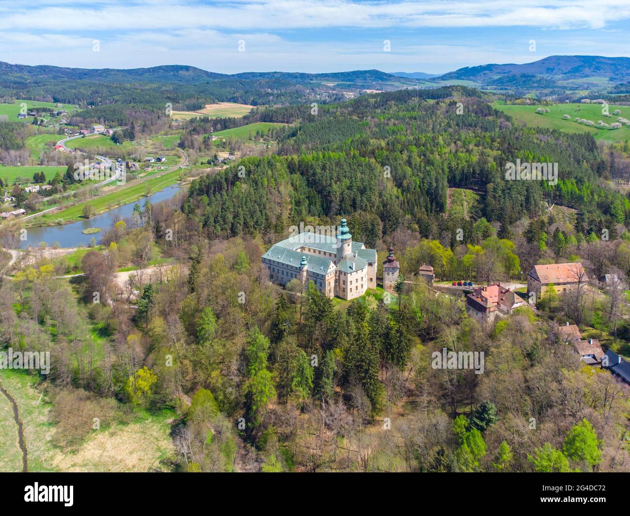 Lemberk Castle aerial view from above Stock Photo - Alamy