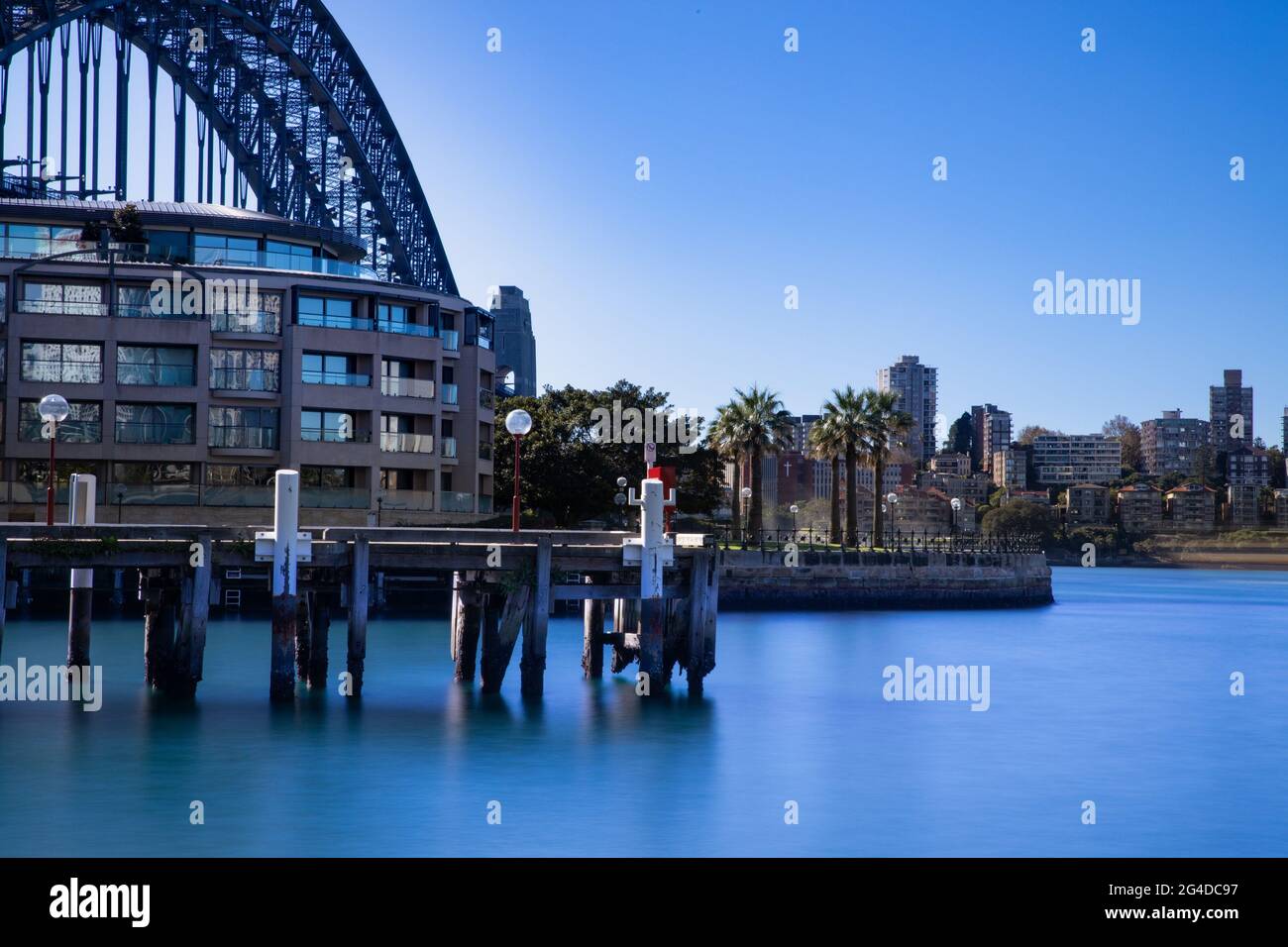 Long exposure Sydney Harbour Australia on a sunny clear blue sky day ...