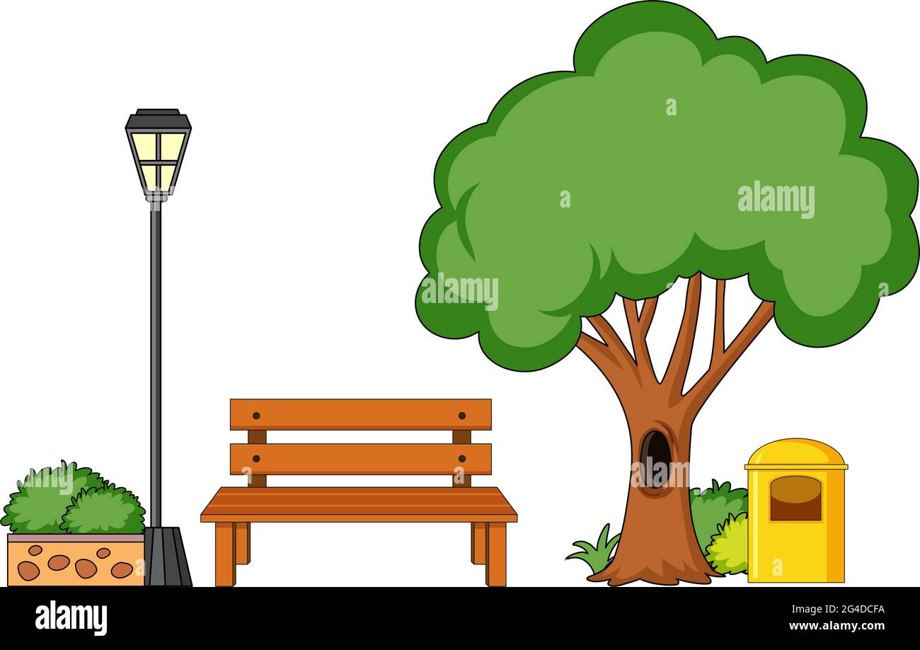 Set of park element isolated on white background illustration Stock ...