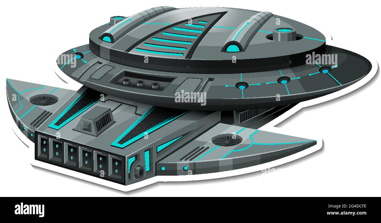 A sticker template with UFO or fighter aircraft isolated illustration ...