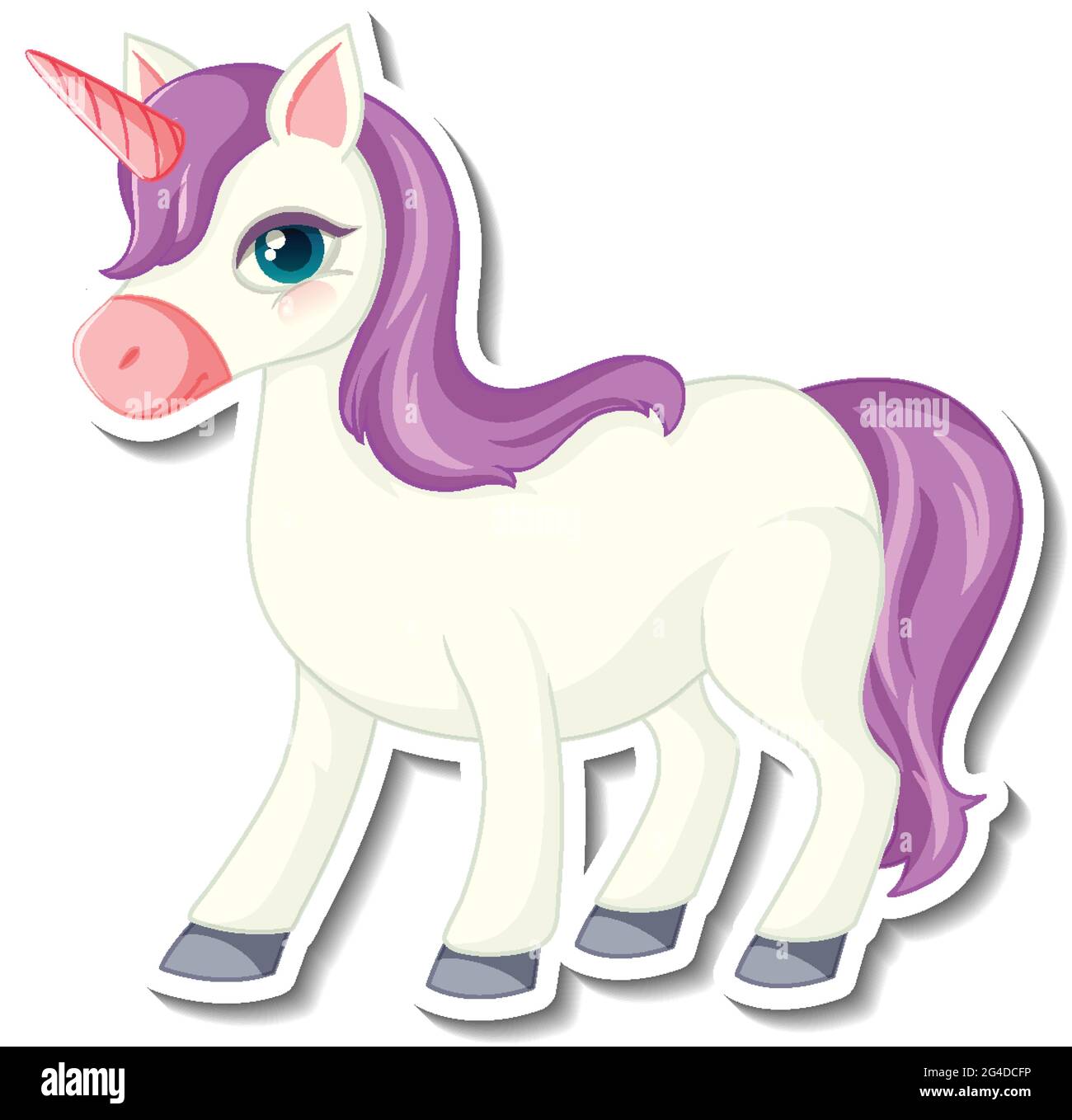 Cute unicorn stickers with a purple unicorn cartoon character ...