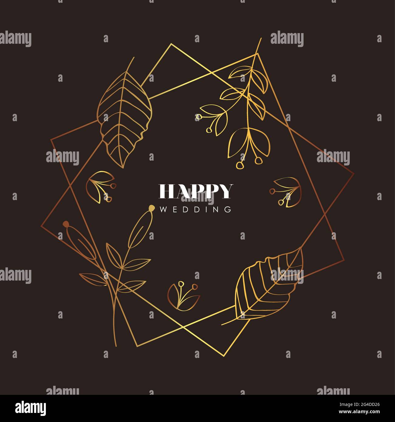 golden flowers and frames invitation card Stock Vector Image & Art - Alamy