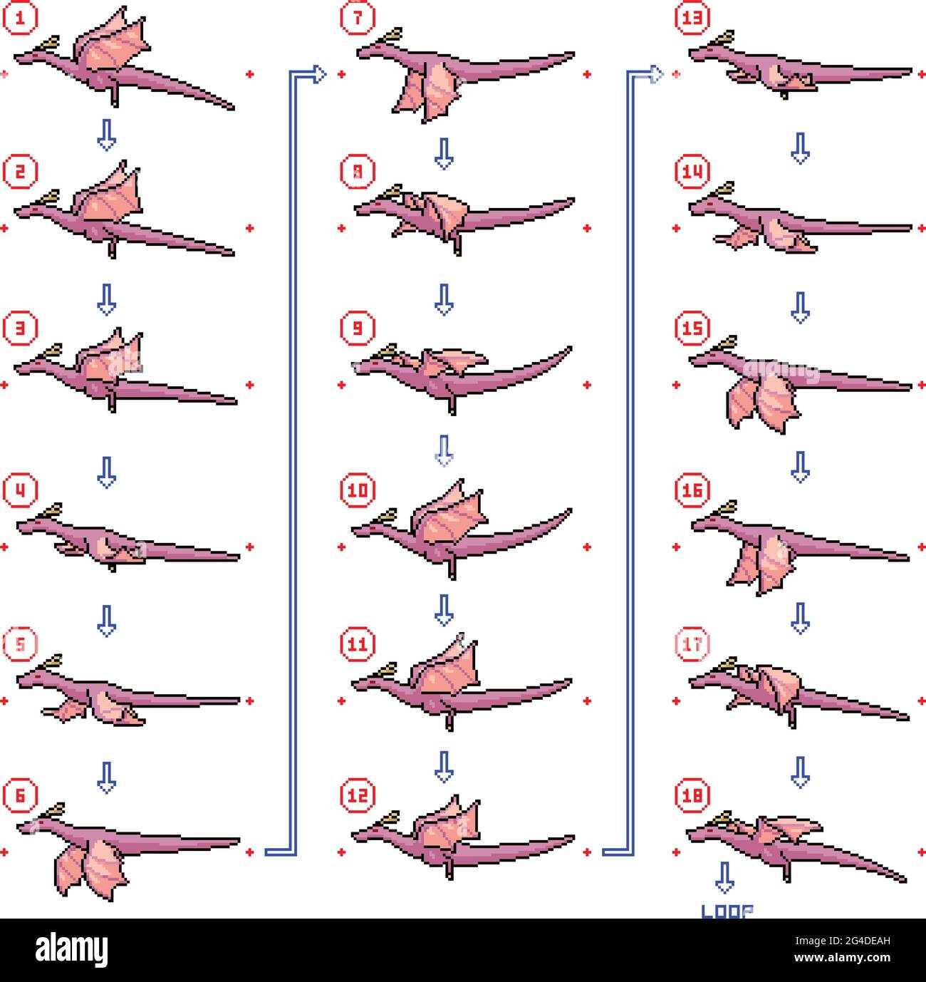pixel art of dragon flying animation loop Stock Vector Image & Art - Alamy