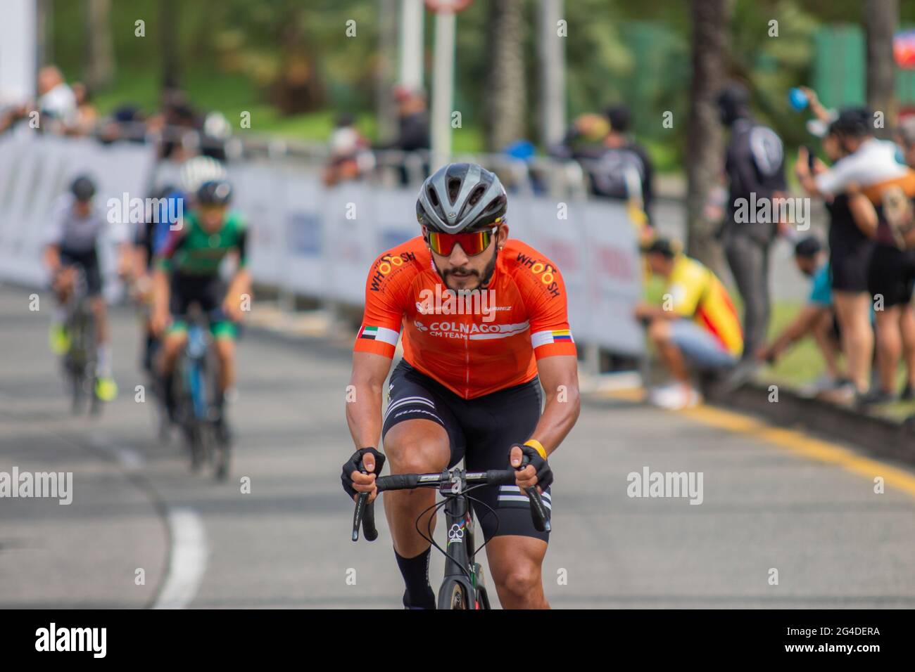 Pereira, Colombia. 20th June, 2021. Colnago cyclists during the elite ...