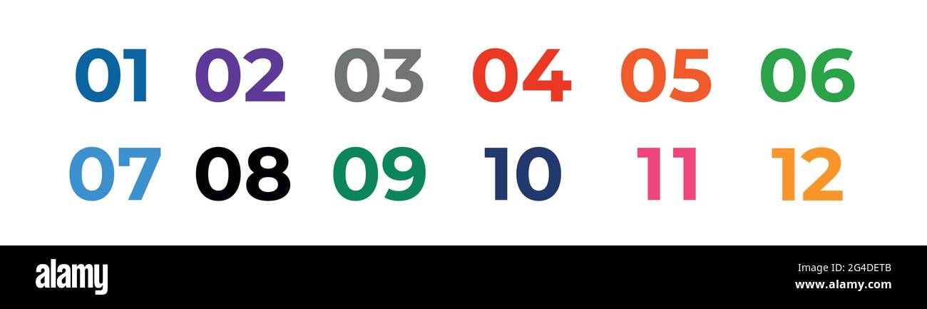 Numbers colourful isolated on white background. Isolated vector. Doodle ...