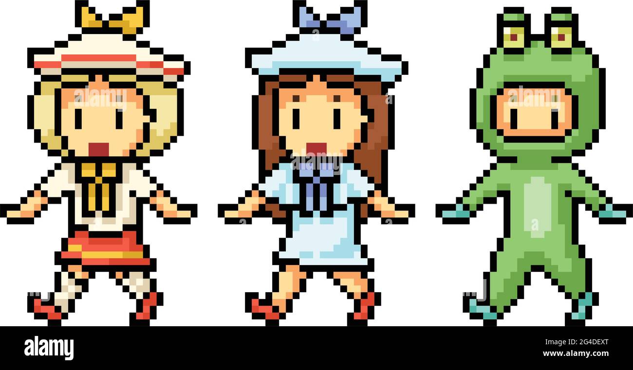 Pixel art girl walk hi-res stock photography and images - Alamy