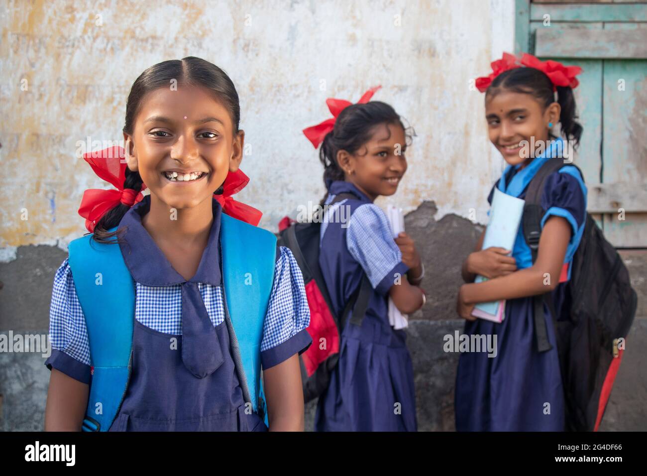 Indian Rural School Girls Standing in School Stock Photo - Alamy