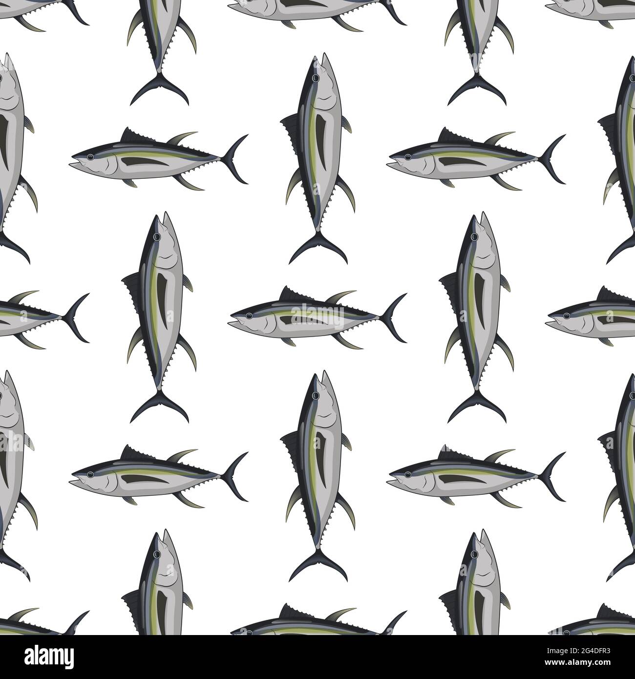 Tuna shoal in the sea seamless pattern on white background Stock Vector ...