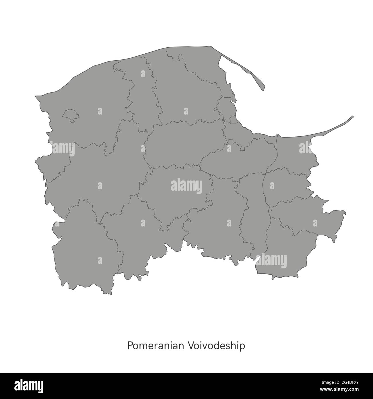 vector illustration: administrative map of Poland. Pomeranian ...