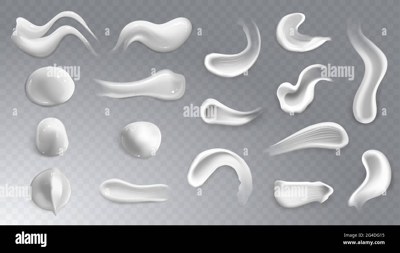 Set of realistic cosmetic cream smears. Skincare product of different ...
