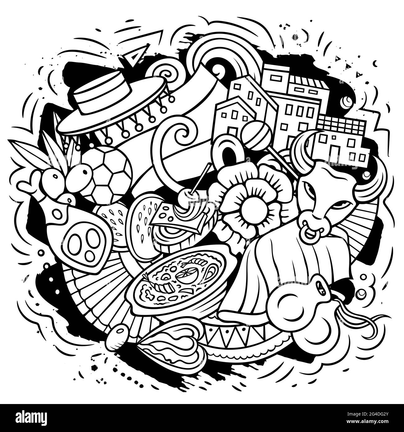 Spain hand drawn cartoon doodle illustration Stock Vector Image & Art ...