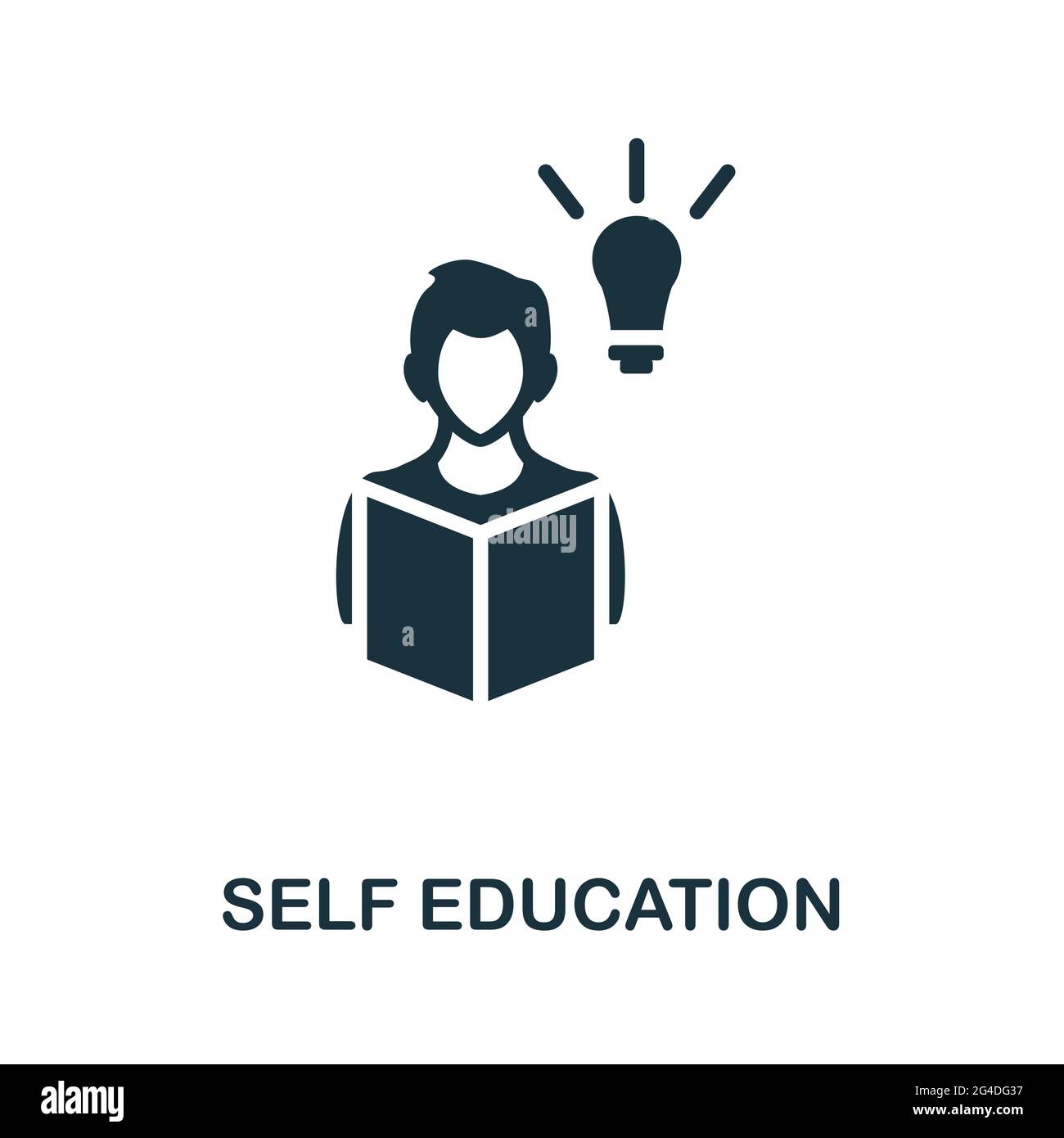 Self Education icon. Monochrome simple element from personal growth ...