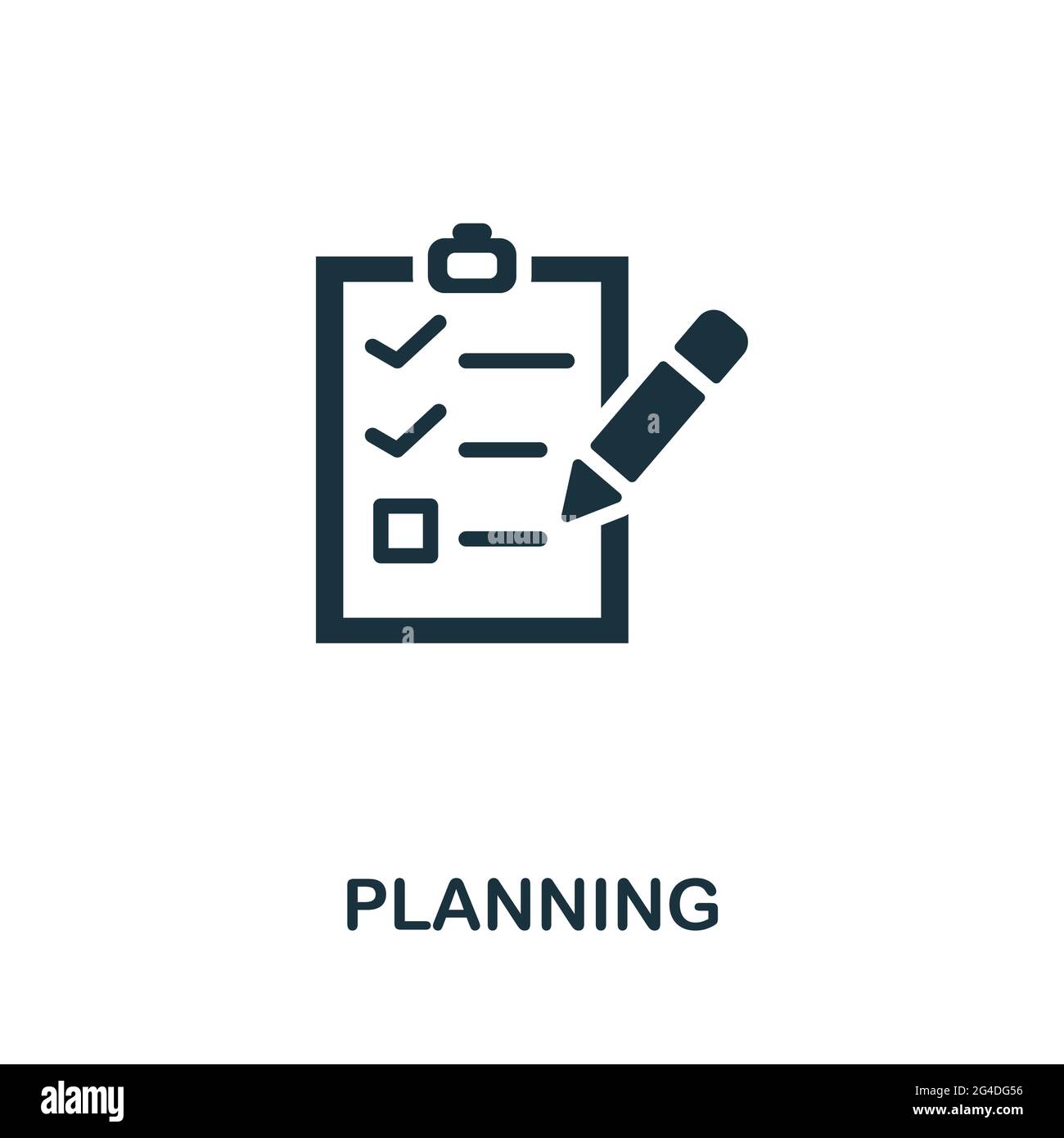 Planning icon. Monochrome simple element from personal growth ...