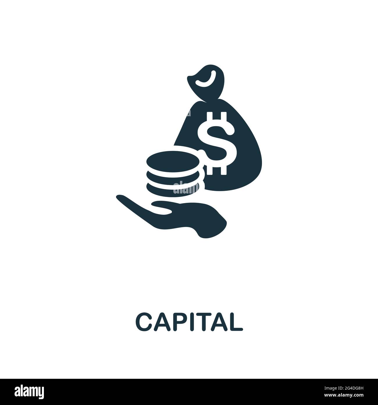 Capital icon. Monochrome simple element from personal growth collection ...