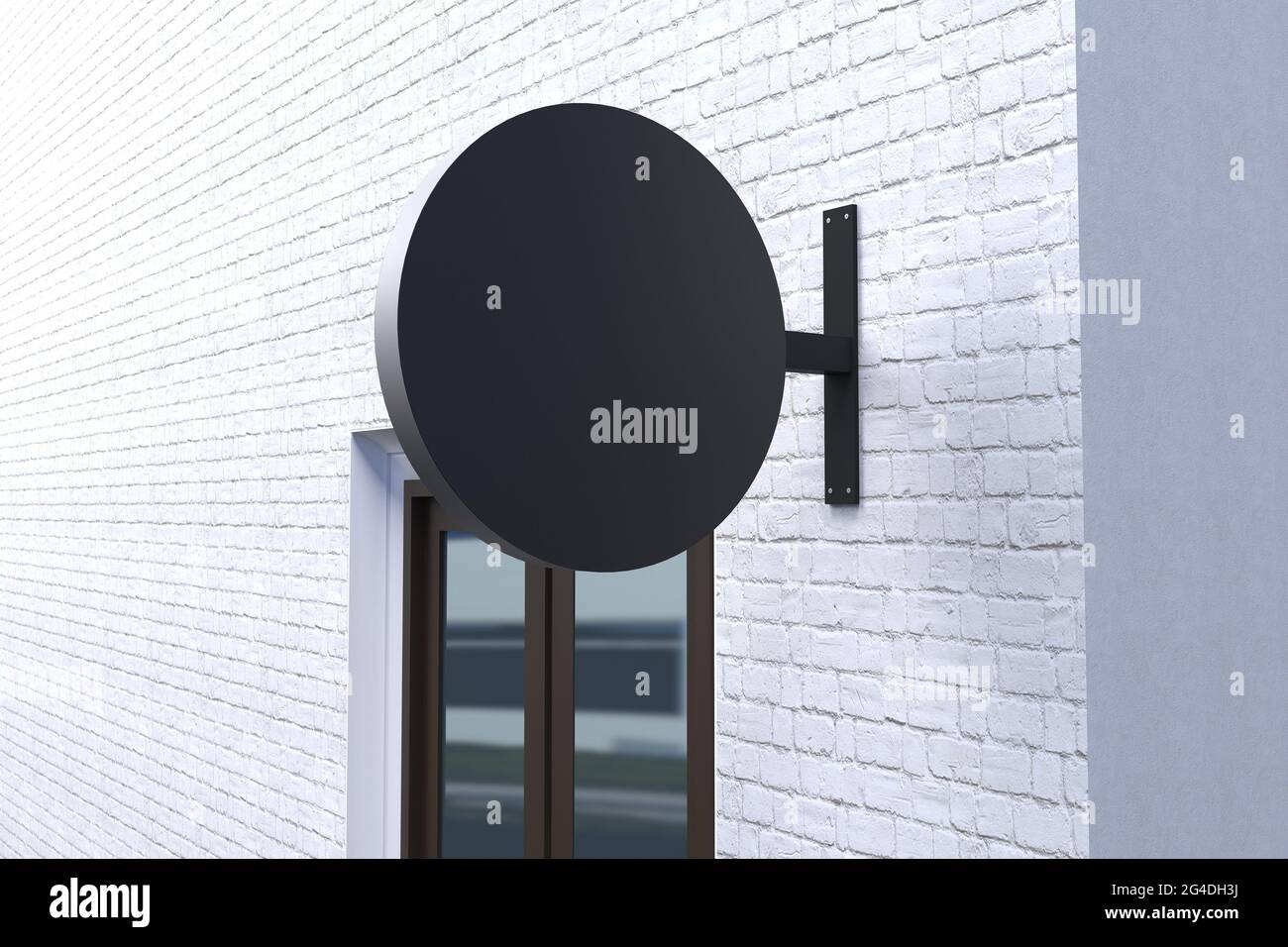 Closeup view of a blank circle shaped billboard with a white space ...