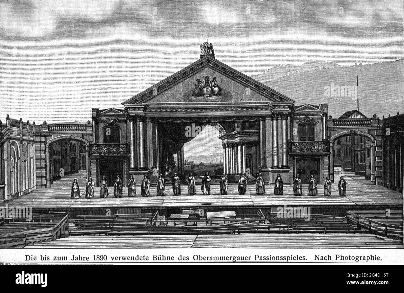 theatre / theater, Passion plays, Oberammergau 1890, production design ...