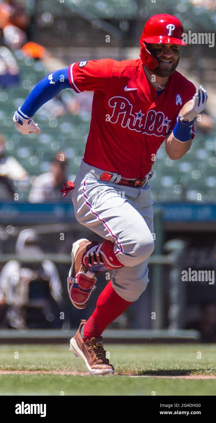 June 20 2021 San Francisco CA, U.S.A. The Phillies right fielder Bryce ...