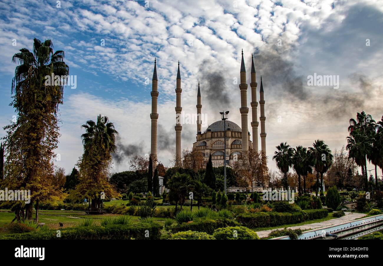 The great mosque with high minarets, which has high shooting quality ...