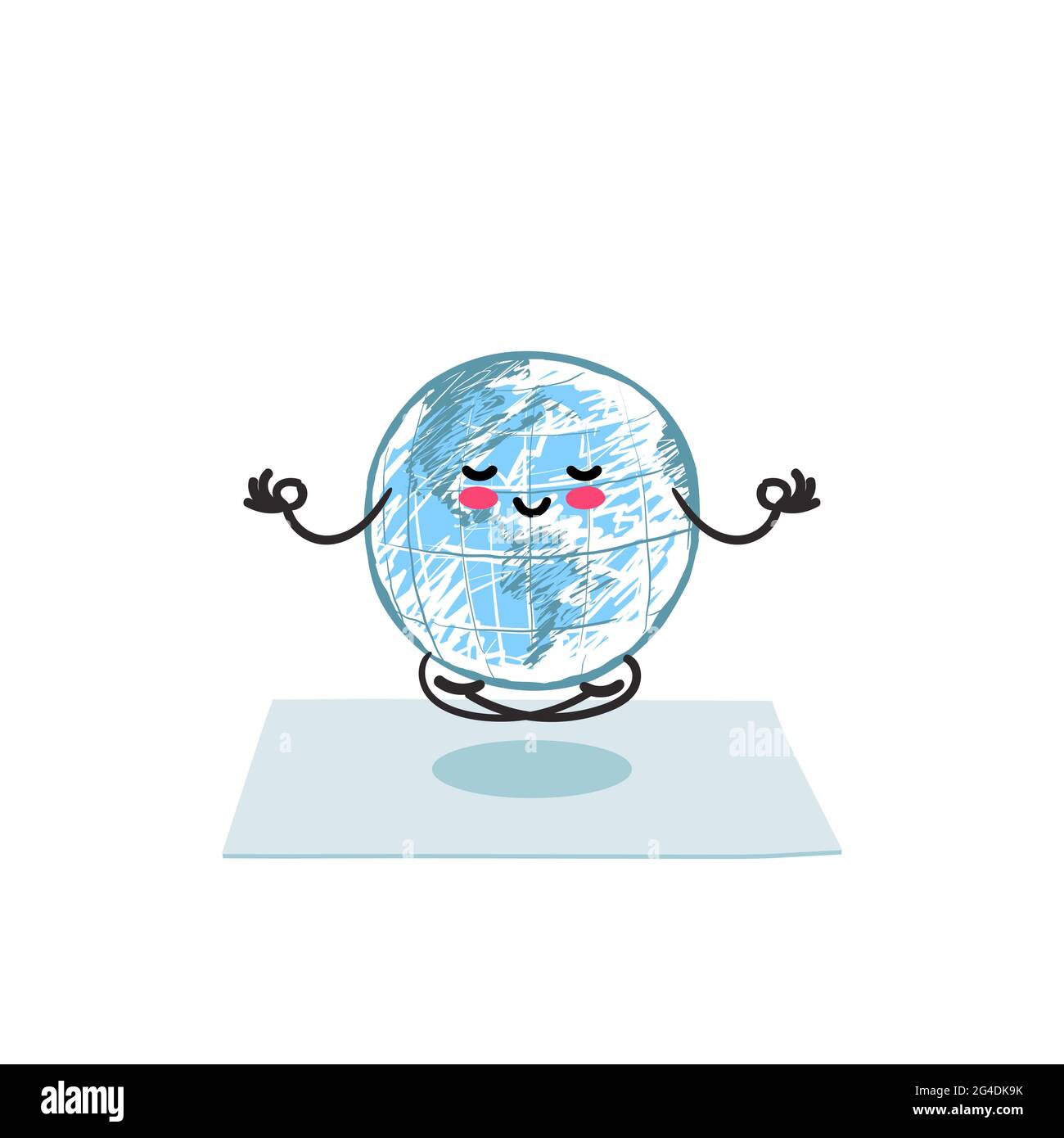 Keep calm concept.The yogi planet meditates in the lotus position ...