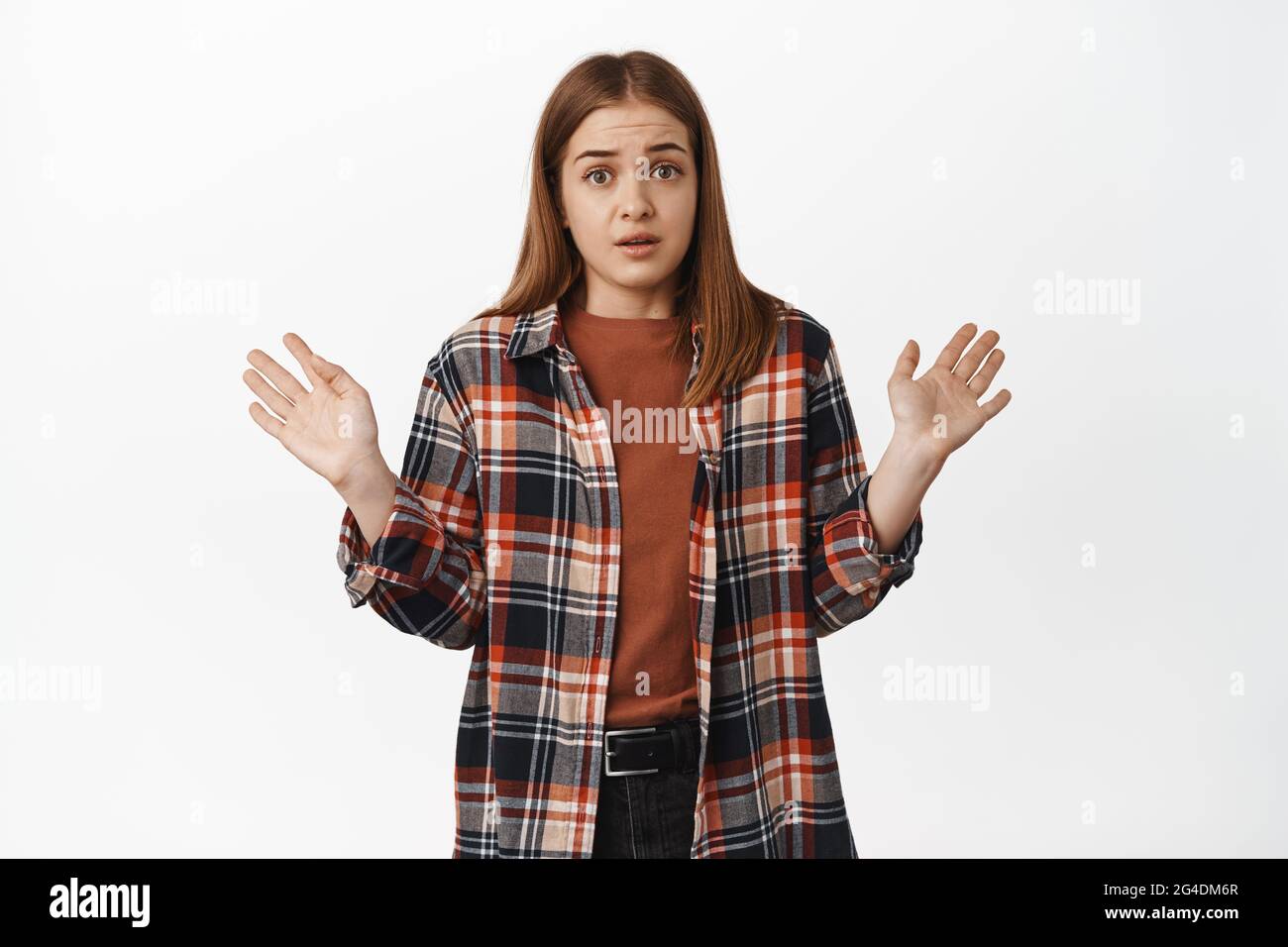 Woman hands up surrender hi-res stock photography and images - Alamy