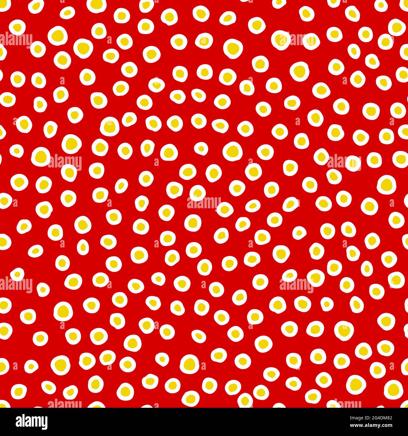 Seamless neutral pattern. White hand drawn rings with a yellow center ...