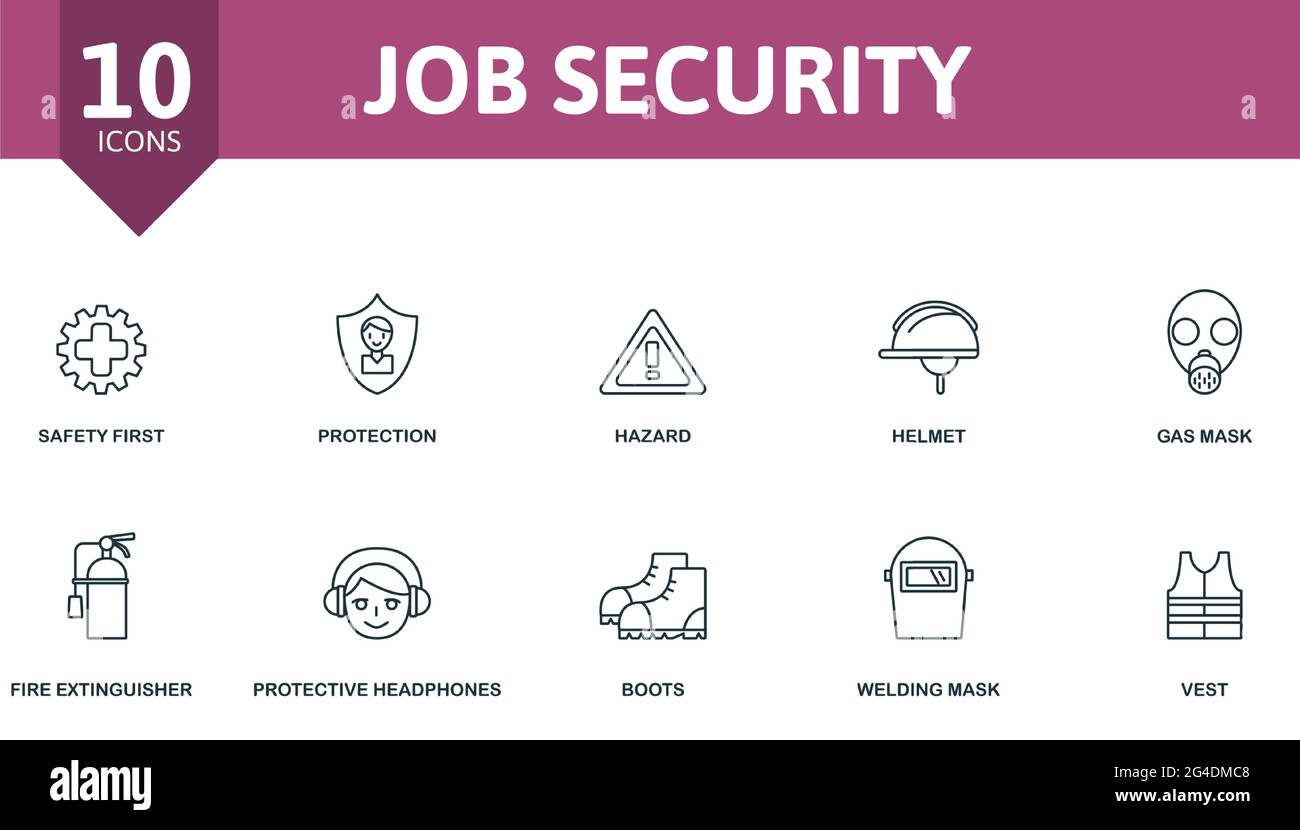 Job Security icon set. Contains editable icons work safety theme such ...