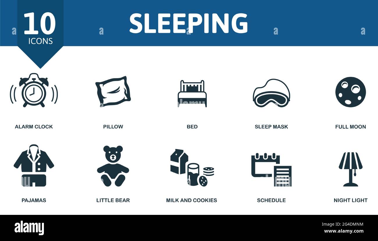 Sleeping icon set. Contains editable icons well sleep theme such as ...