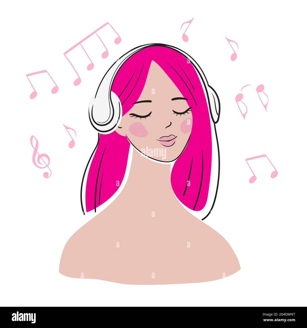 Cartoon girl character listening music hi-res stock photography and ...