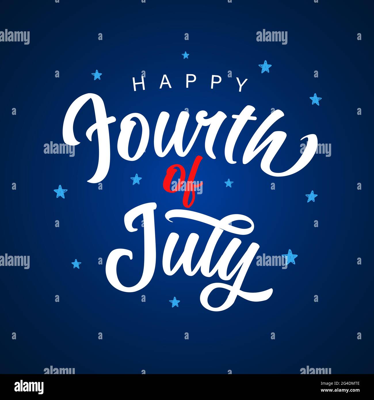 Fourth of July blue calligraphy banner. United States of America, 4th ...