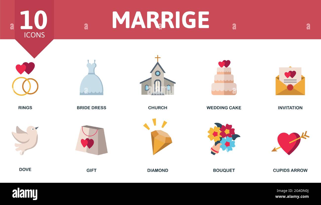 Marriage Icon Set Contains Editable Icons Wedding Theme Such As Rings