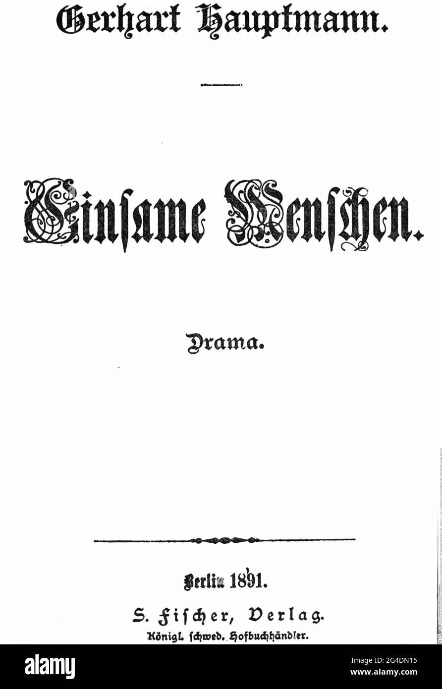 theatre / theater, play, "Einsame Menschen", by Gerhart Hauptmann (1862 ...