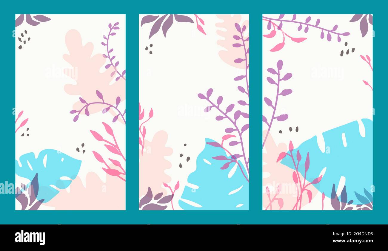 Set of vertical backgrounds floral print. Abstract floral design with ...