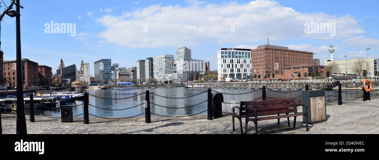 LIVERPOOL, UNITED KINGDOM - Apr 16, 2021: panorama of liverpool water ...
