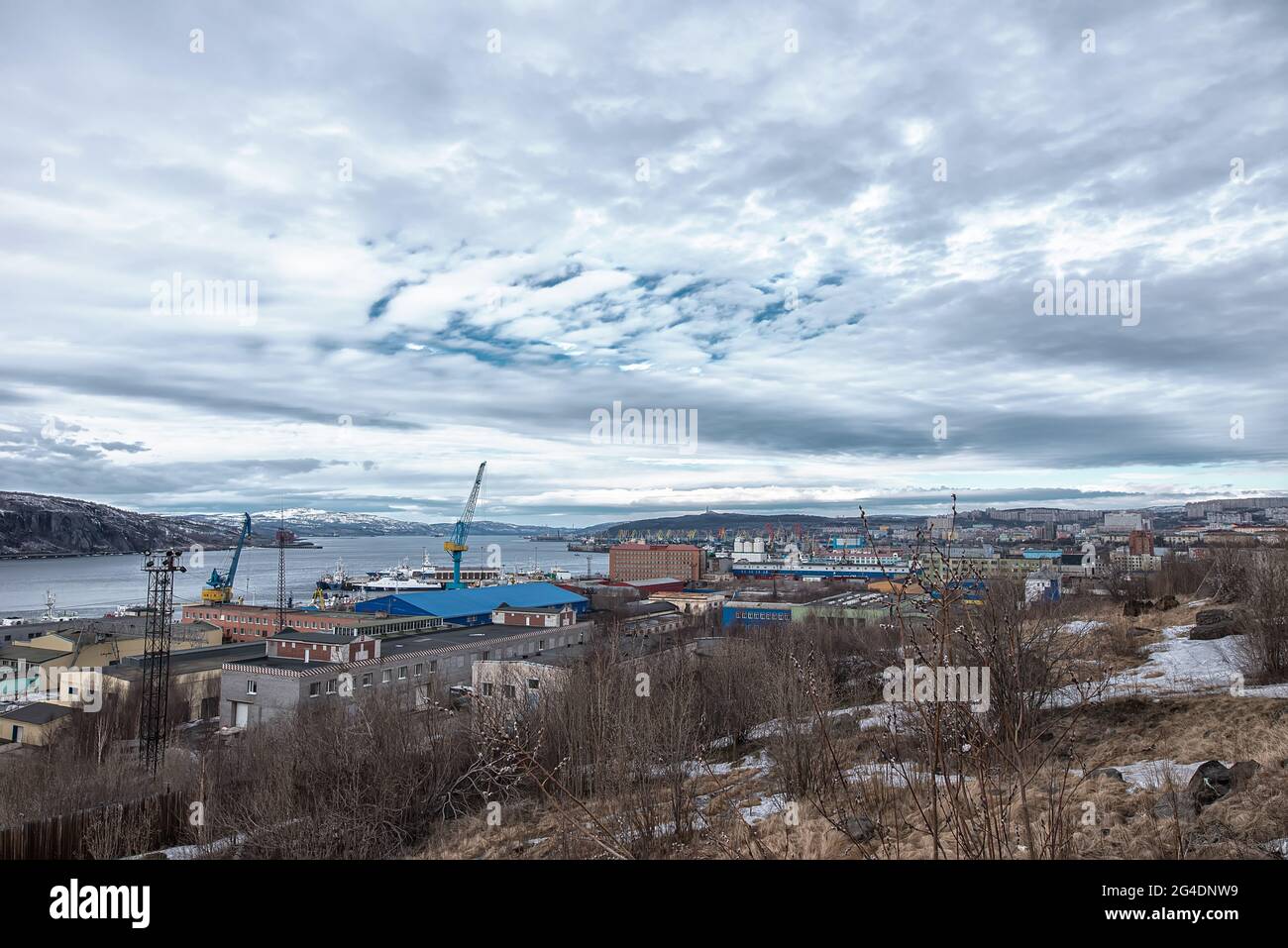 Murmansk, Russia - April 21, 2019: View of seaport of the Russian ...