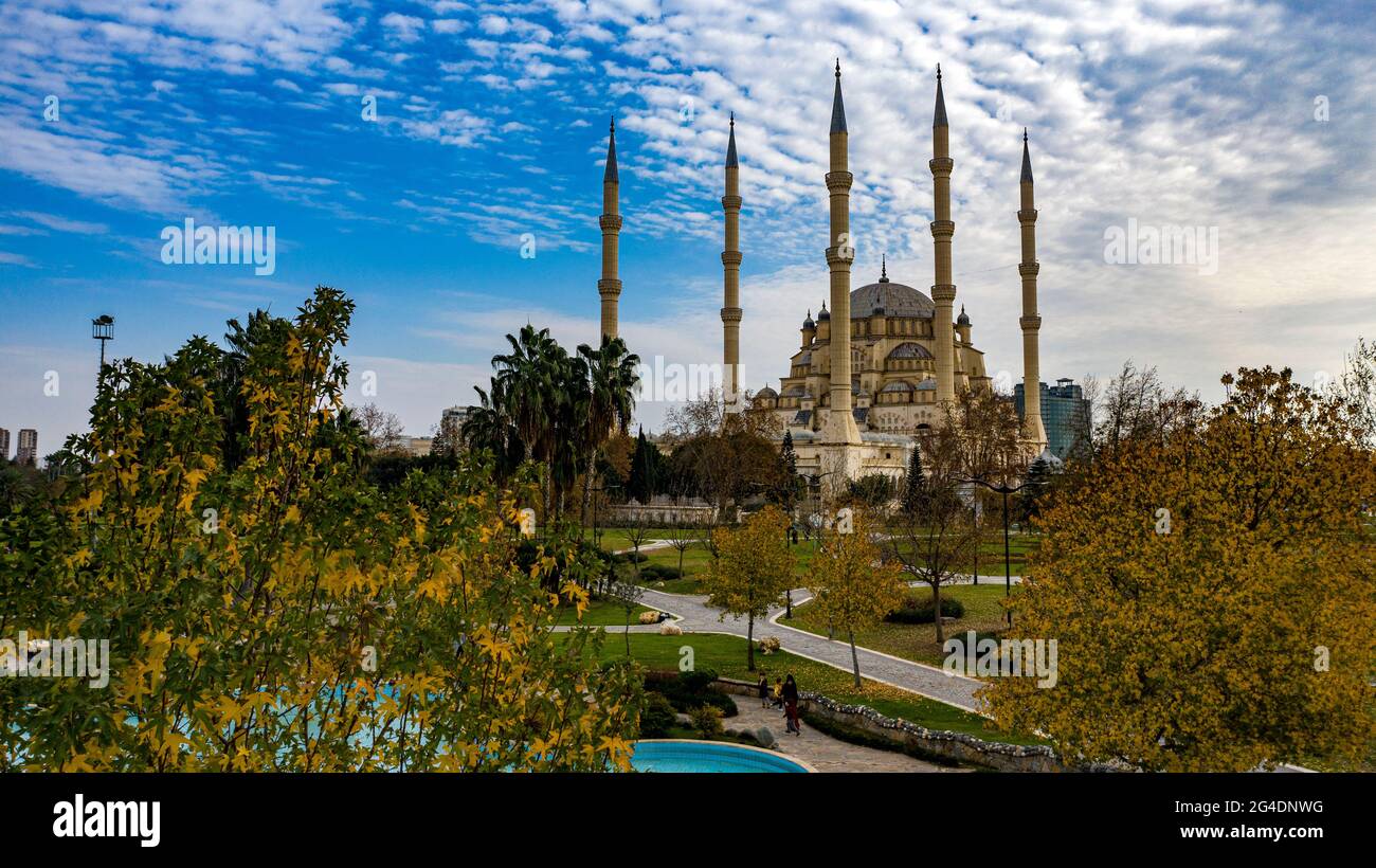 The great mosque with high minarets, which has high shooting quality ...