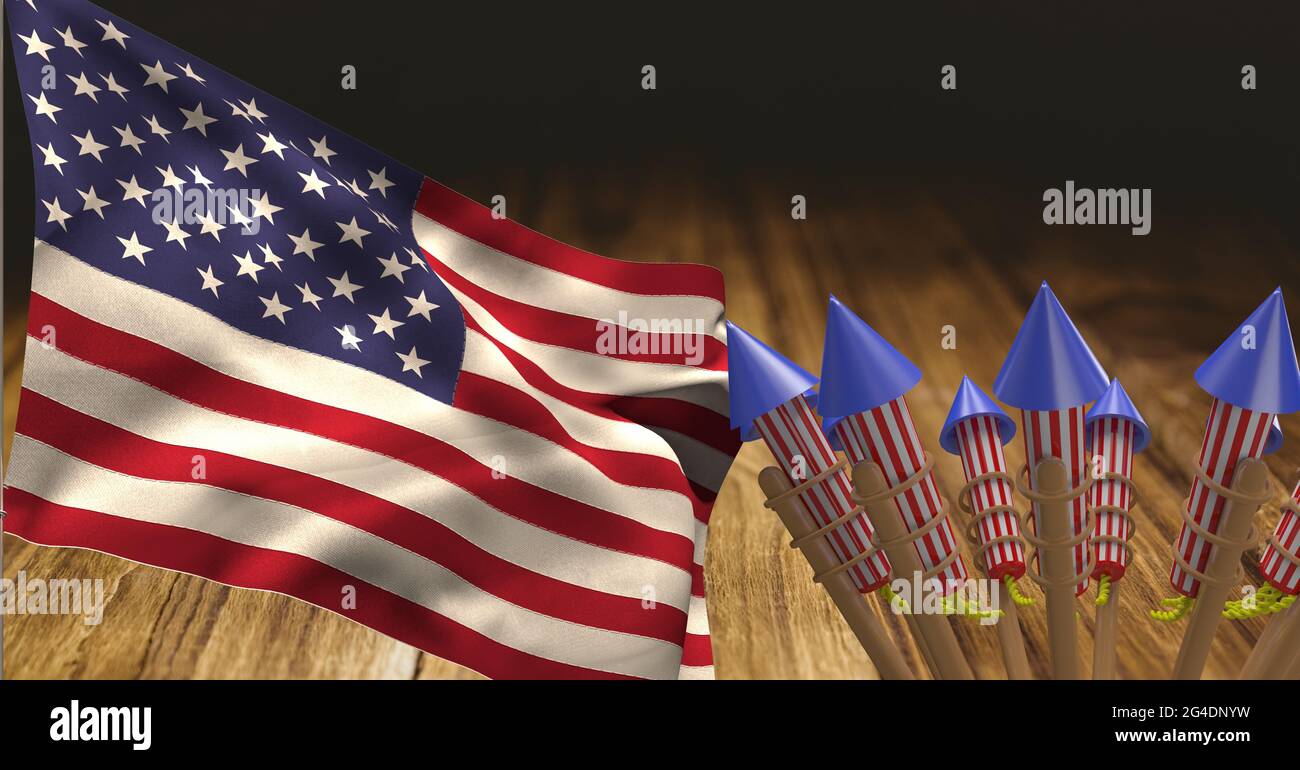 Waving american flag fireworks hi-res stock photography and images - Alamy