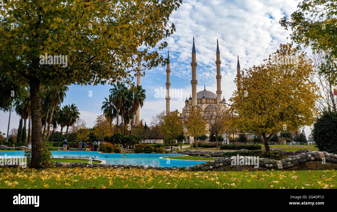The great mosque with high minarets, which has high shooting quality ...
