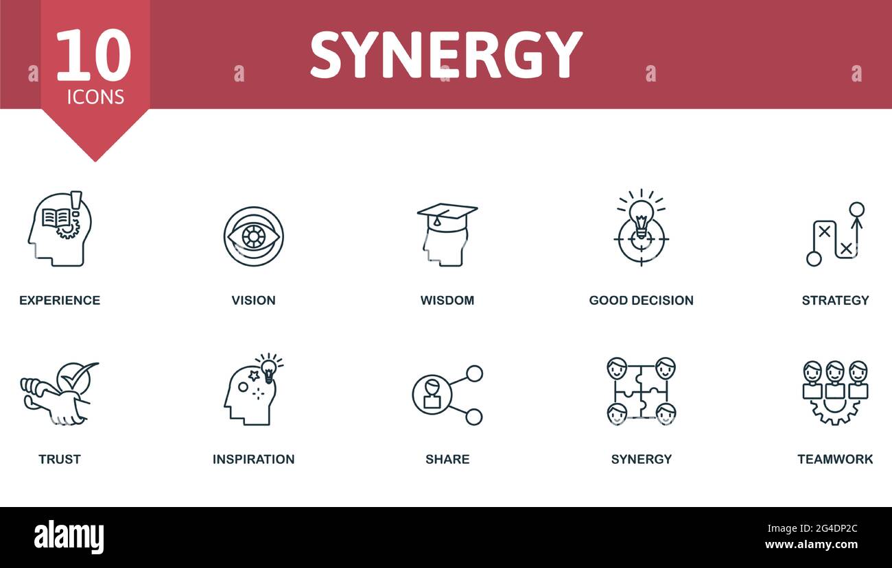 Synergy icon set. Contains editable icons teamwork theme such as ...