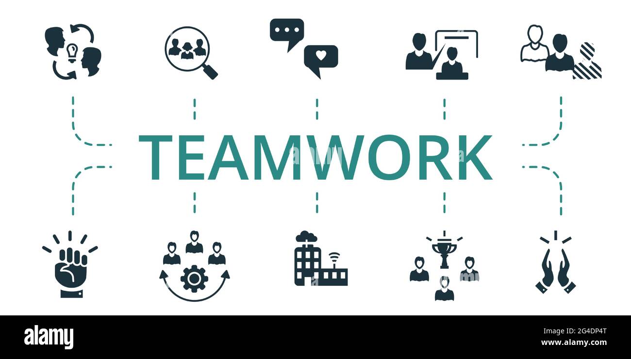 Teamwork icon set. Contains editable icons team building theme such as ...