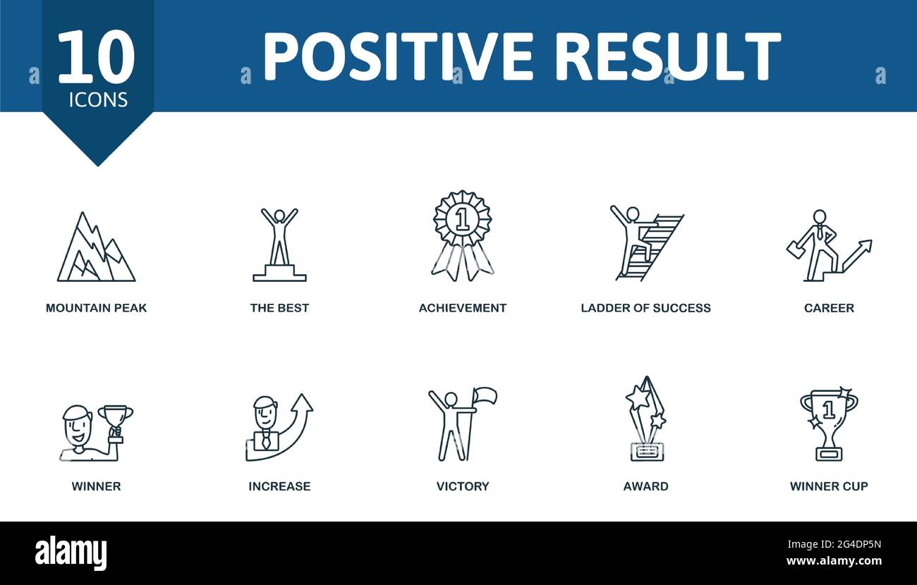 Positive Result icon set. Contains editable icons success theme such as ...
