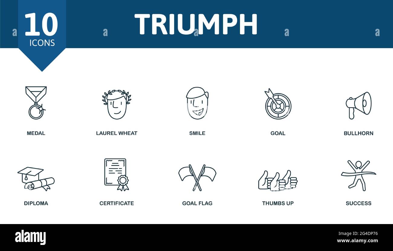 Triumph icon set. Contains editable icons success theme such as medal ...