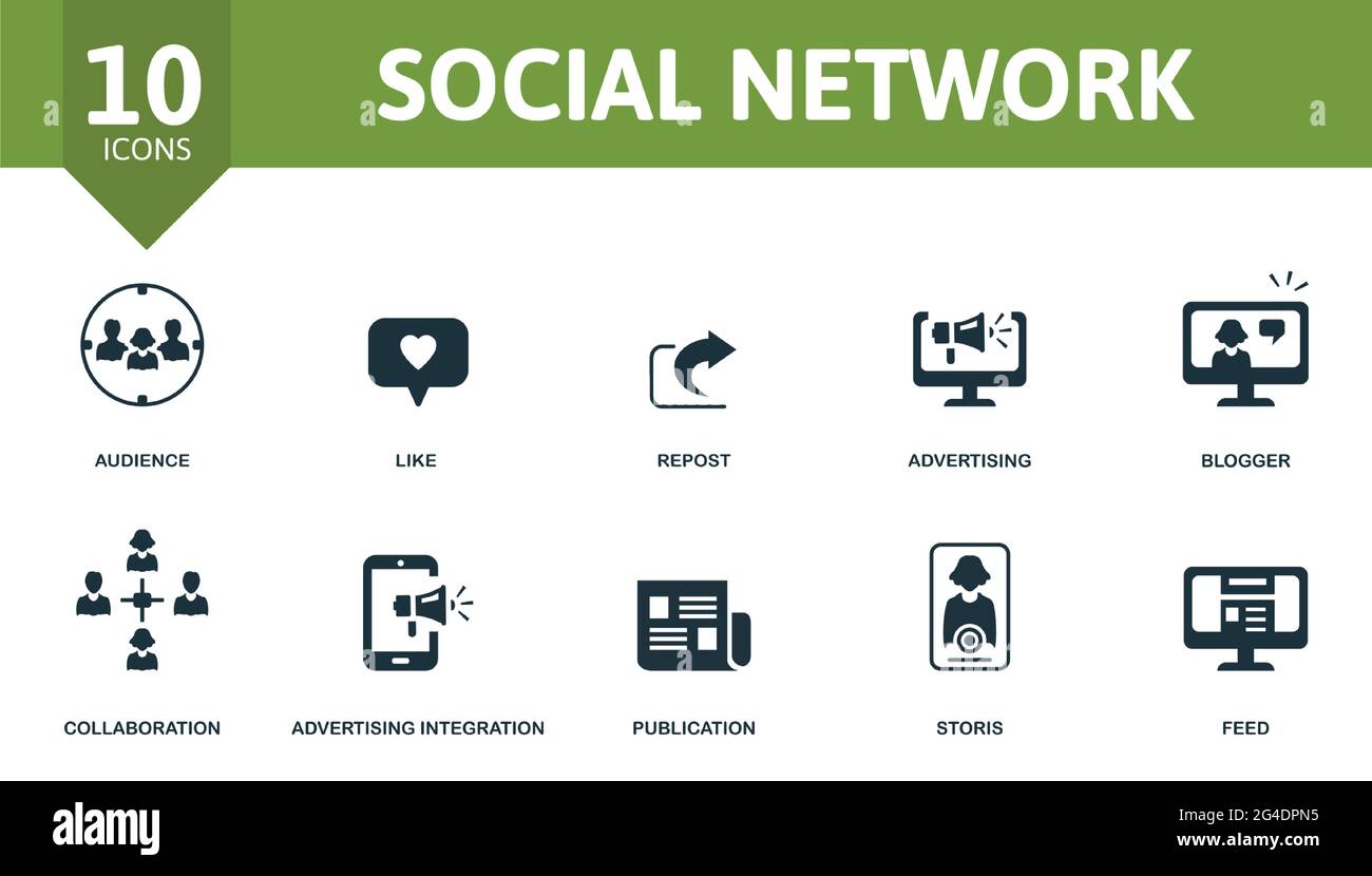 Social Network icon set. Contains editable icons social media theme ...