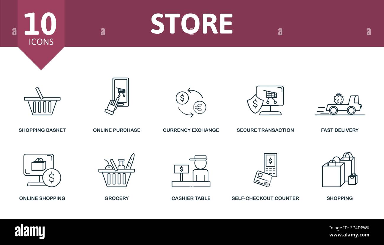 Store icon set. Contains editable icons shopping theme such as shopping ...