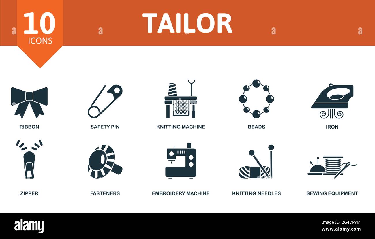 Tailor icon set. Contains editable icons sewing equipment theme such as ...