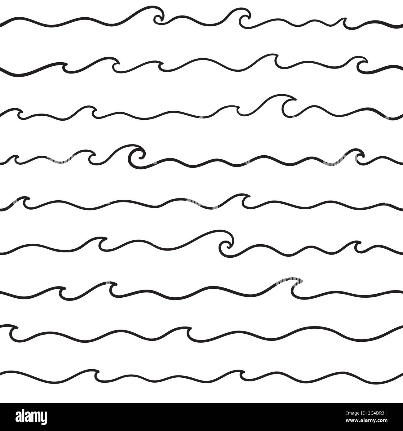 Hand drawing Abstract texture. Seamless pattern with waves of the sea ...