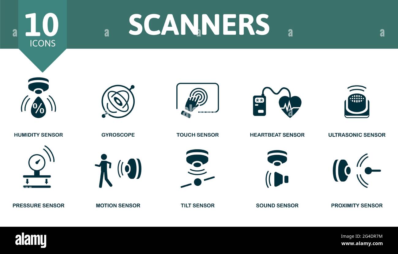 Scanners icon set. Contains editable icons sensor theme such as ...