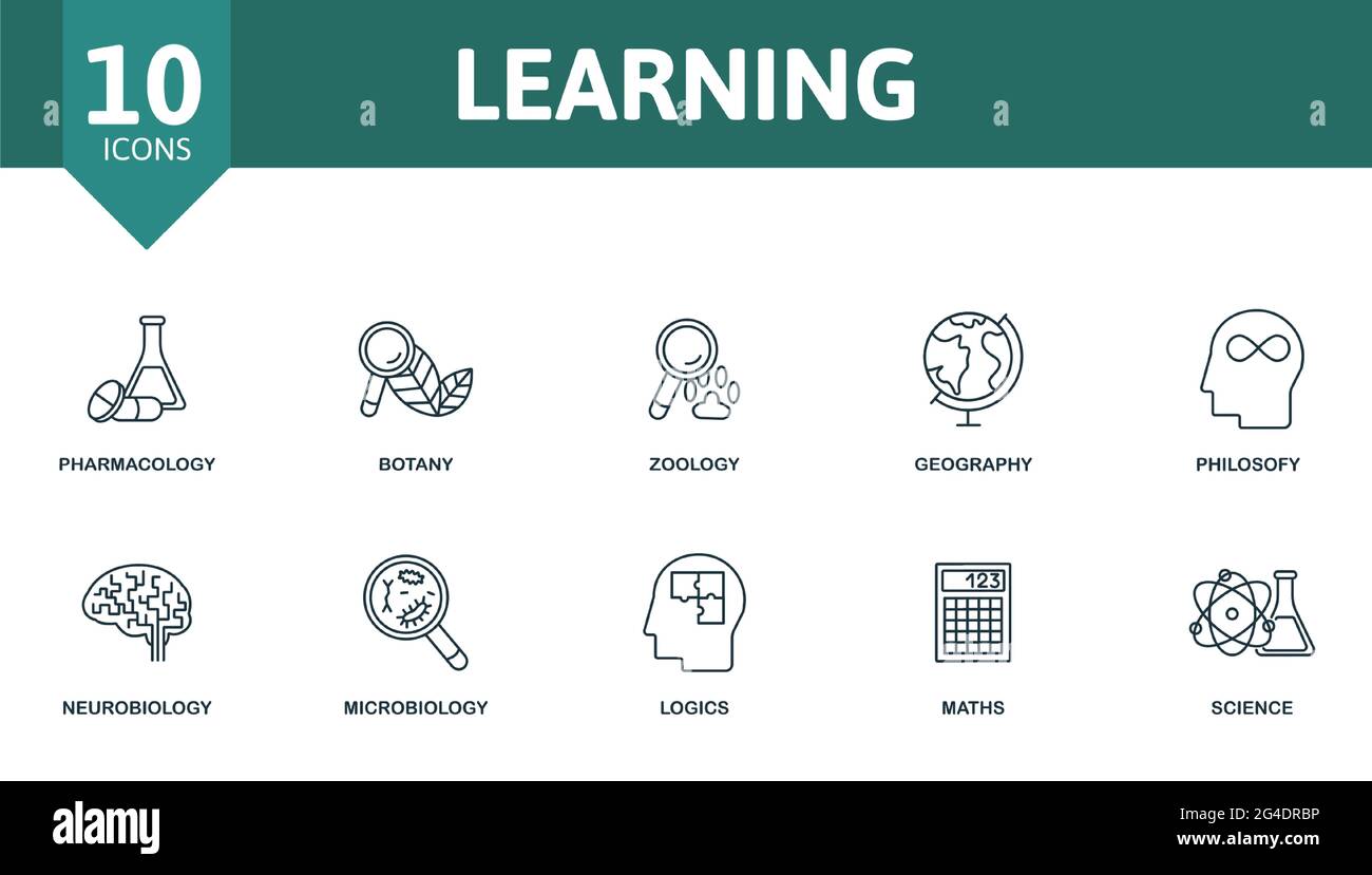 Learning icon set. Contains editable icons science theme such as ...