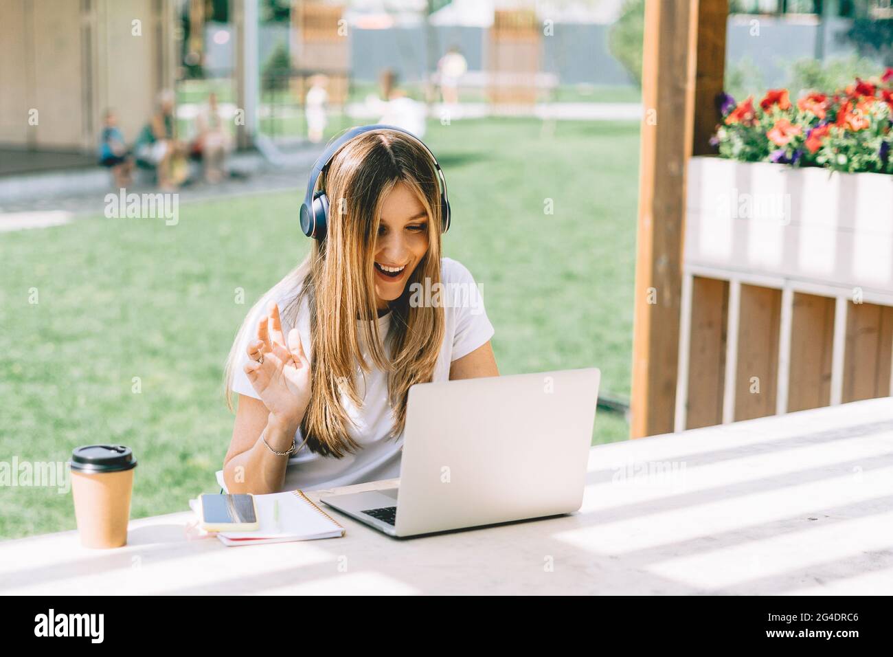 Beautiful woman having video chat hi-res stock photography and images ...