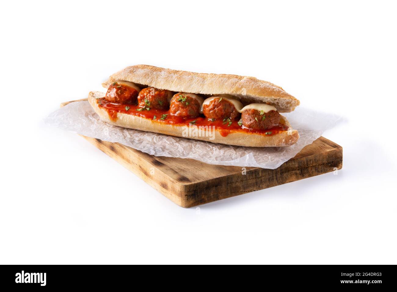 Meatball sub sandwich isolated on white background Stock Photo - Alamy